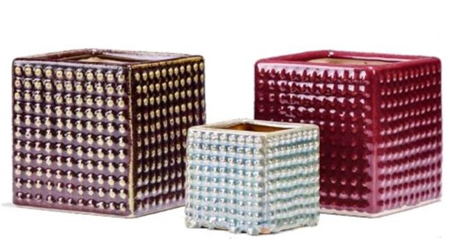 Small Square 12x12x12cm Glazed Ceramic Indoor Pots